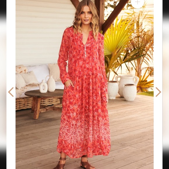 Free People | Dresses | Free People See It Through Dress Coral Maxi ...